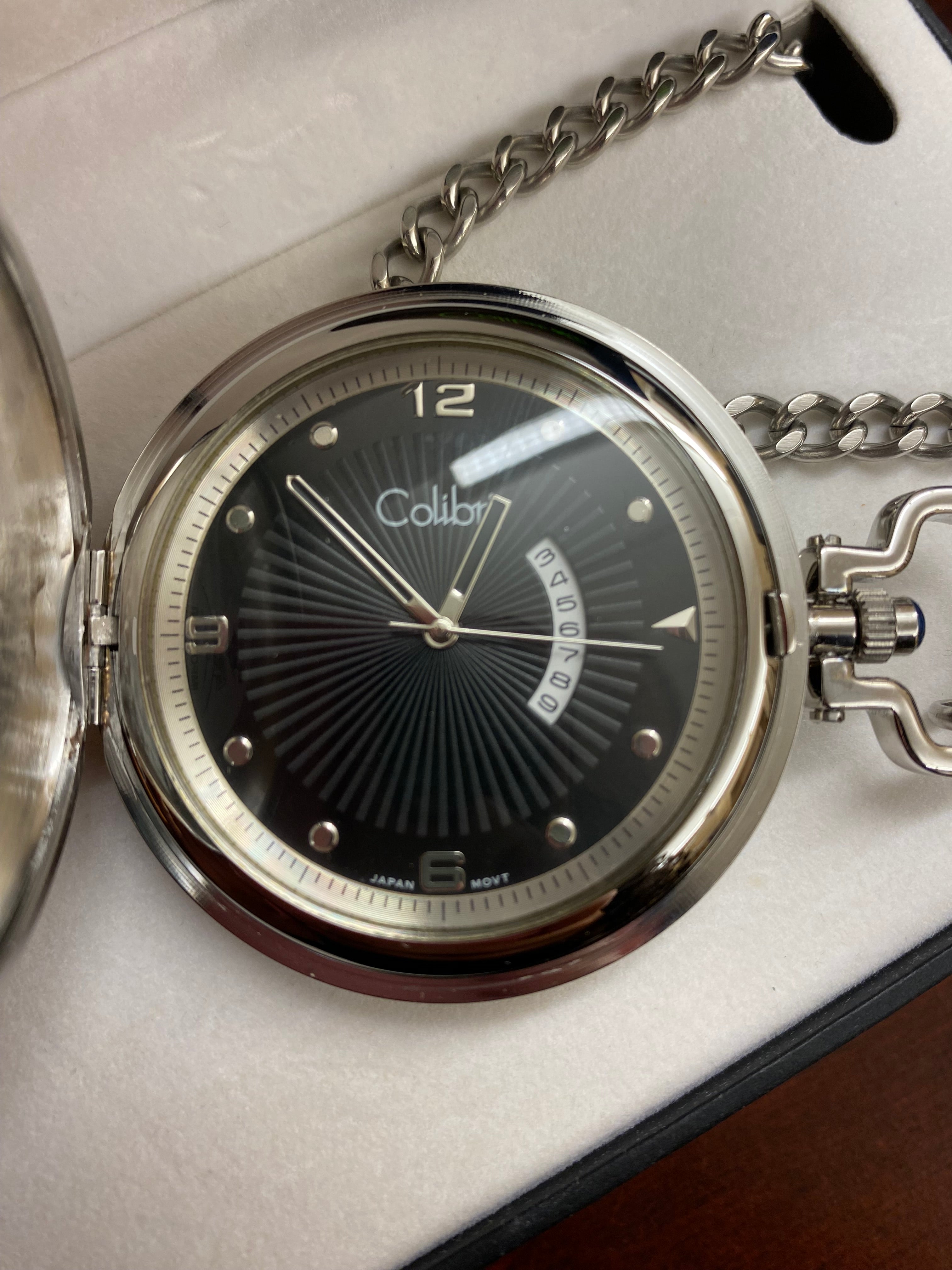 Colibri PW-216, Silver Pocket Watch with Black Face – CoteTimeworks